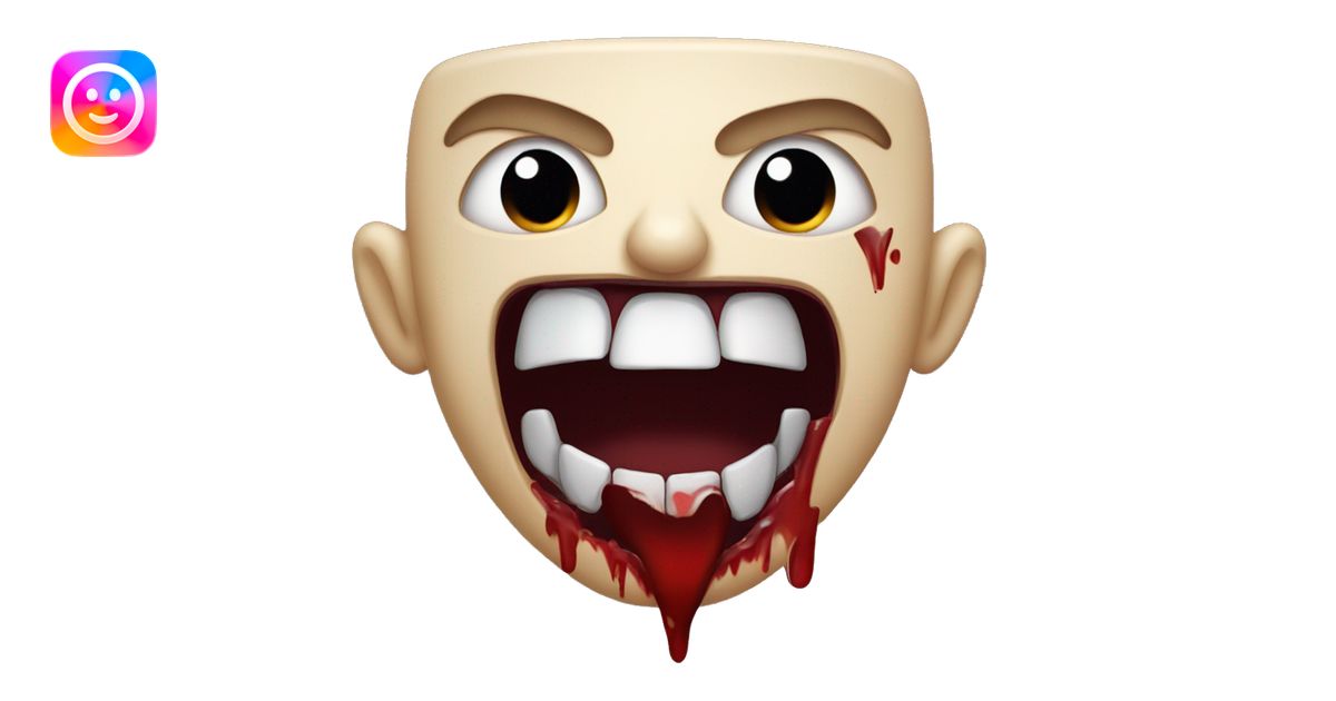 Vampire fangs with blood emoji | AI Emoji Generator