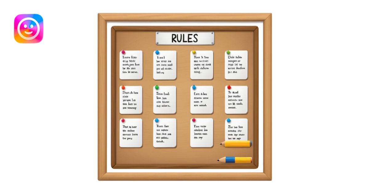 school rules on the noticeboard emoji | AI Emoji Generator