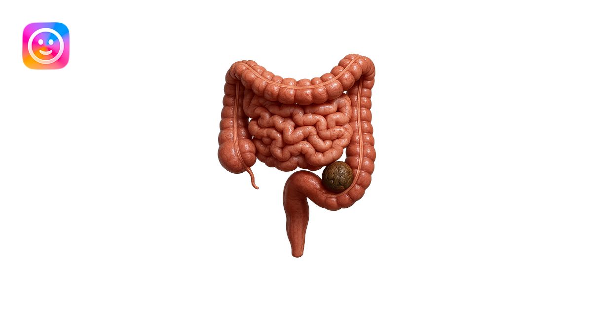 intestino umano anatomico con feci a palline bloccate nel colon, stipsi ...