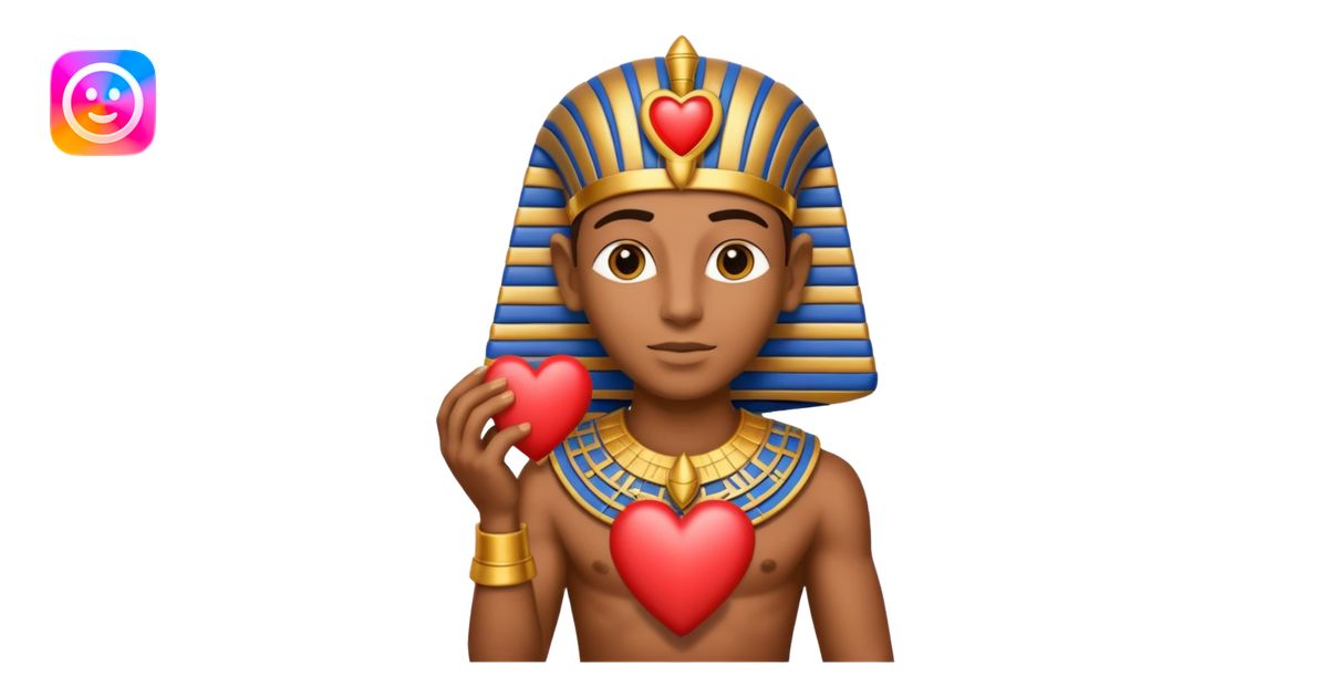 Pharaoh holding heart emoji | AI Emoji Generator