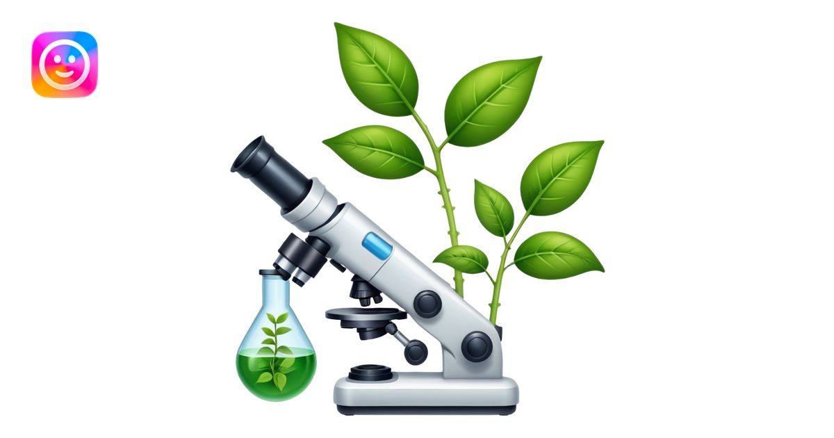An icon featuring a microscope, a DNA strand, and plant leaves ...
