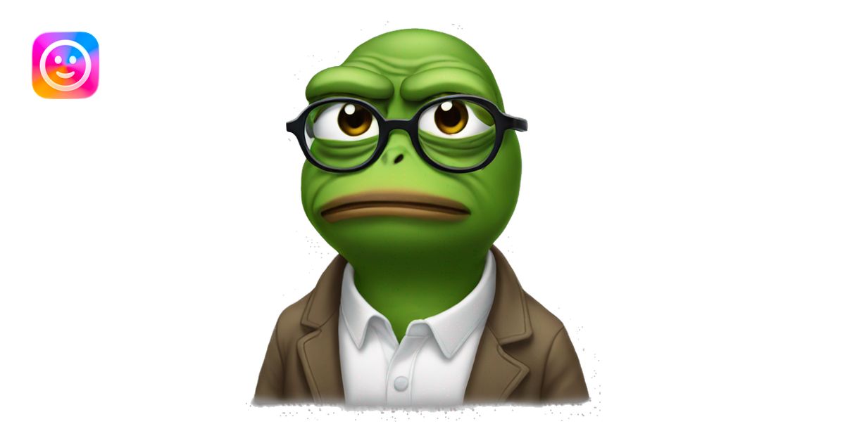 sad pepe the meme, but smarter with glasses emoji | AI Emoji Generator