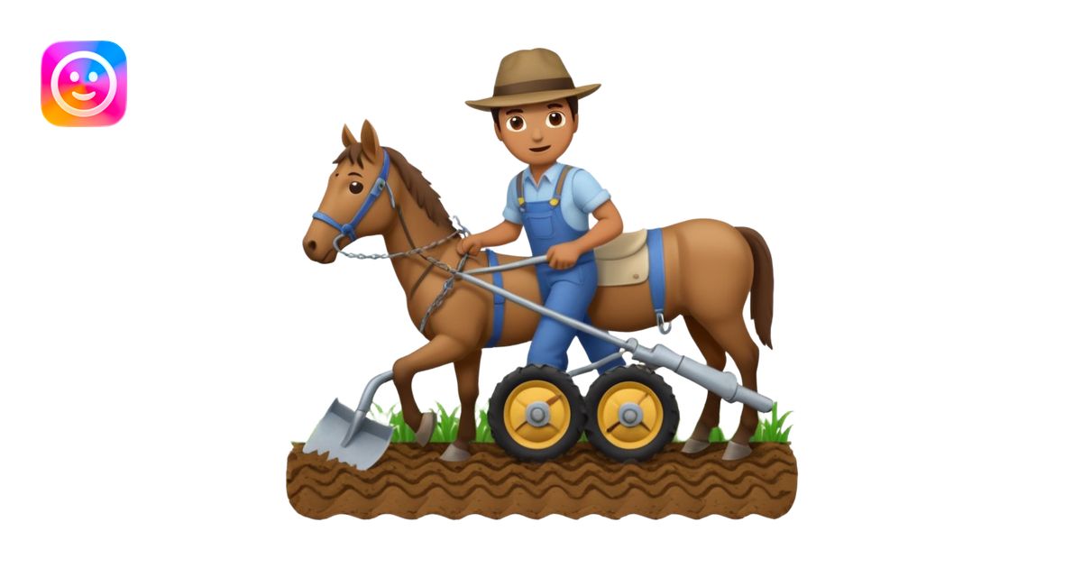 man plowing a field with a plow and a horse, emoji style emoji | AI ...