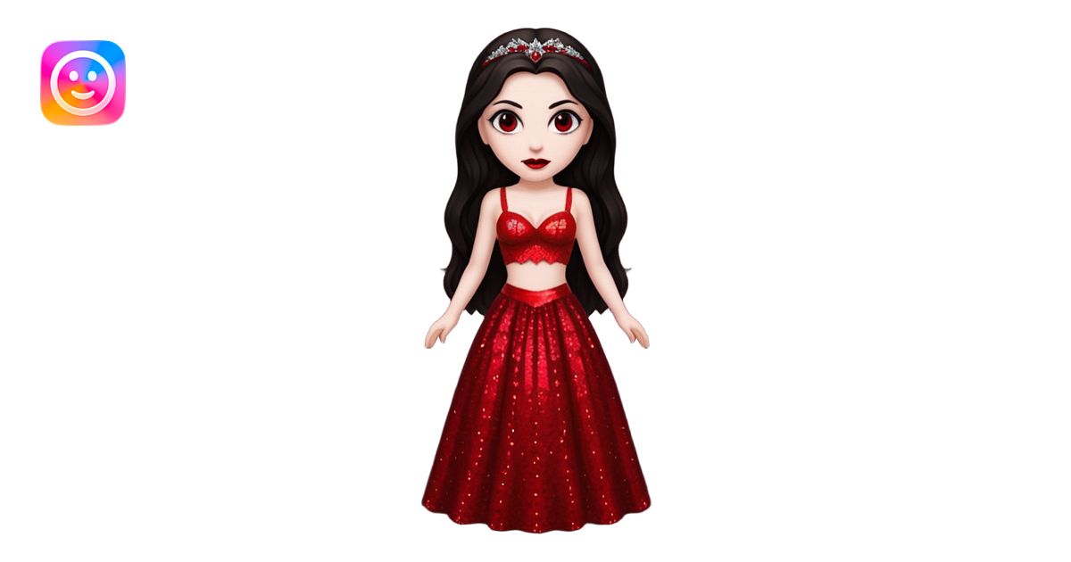 Bride of Dracula with long dark brown hair, red sequin bra, red sequin ...