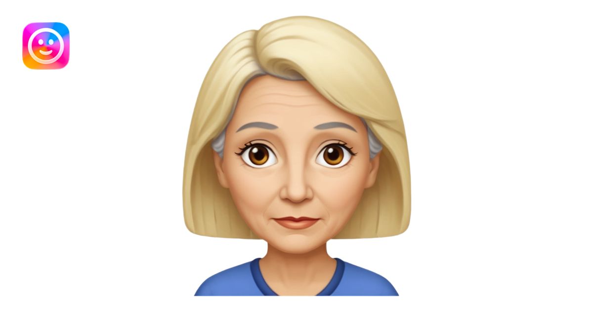 Rea emoji bionda di 70 anni occhi castani sopracciglia nere emoji | AI ...