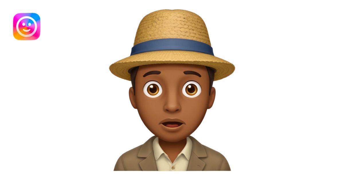 homme créole réunionnais étonné avec chapeau emoji | AI Emoji Generator