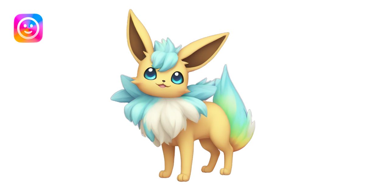 Colorful Pastel Kawaii Eeveelution-Cute-Pokémon-fusion full body emoji ...