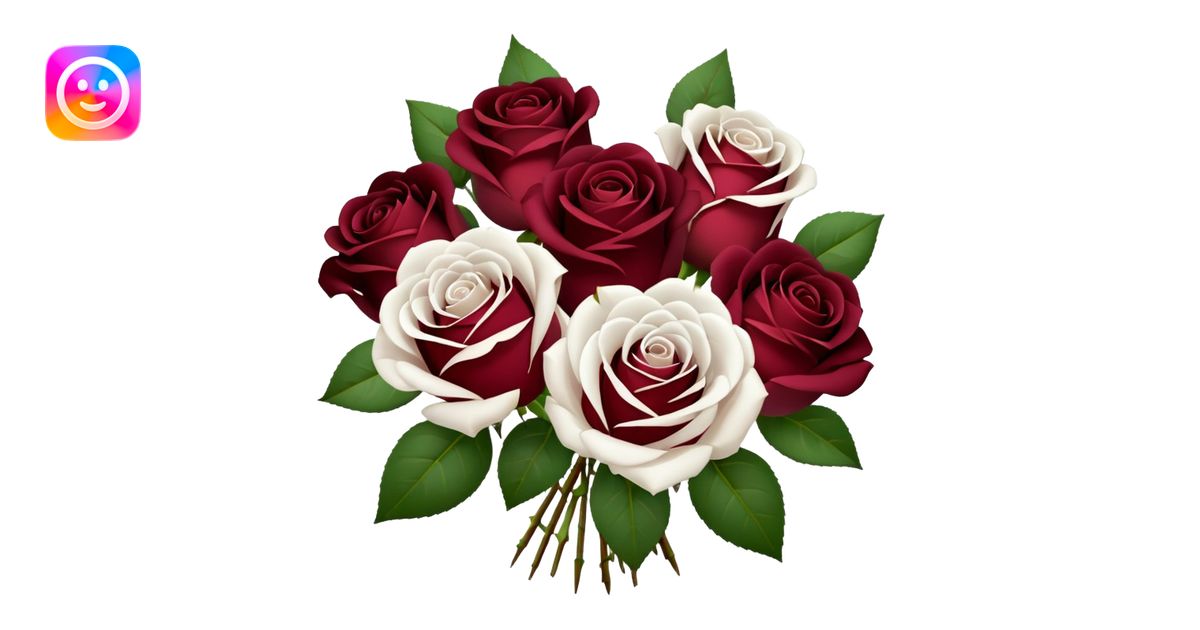 bouquet of burgundy and white roses emoji | AI Emoji Generator