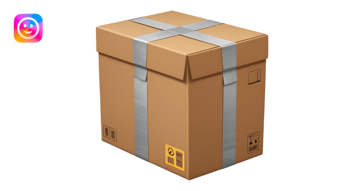 closed brown box with tape facing front forward emoji | AI Emoji Generator
