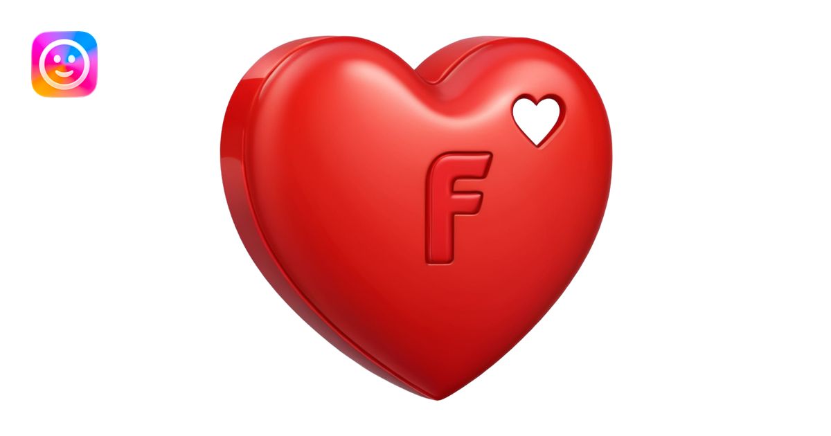 un corazon rojo con la letra f en el centro emoji | AI Emoji Generator