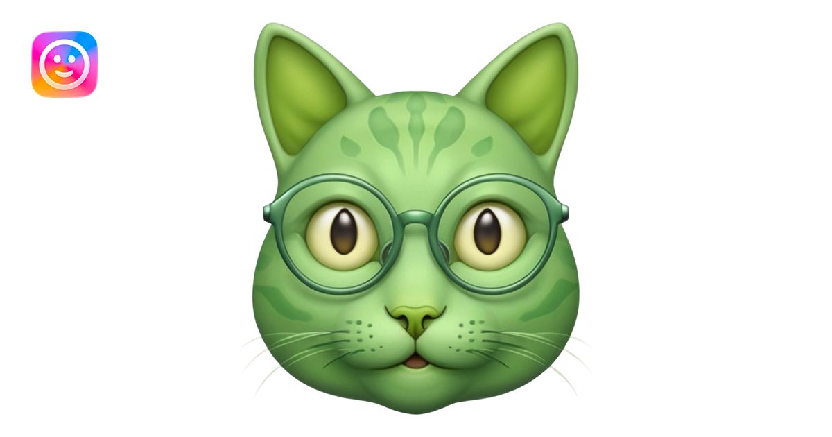 green alien cat with no fur, and spectacles emoji | AI Emoji Generator