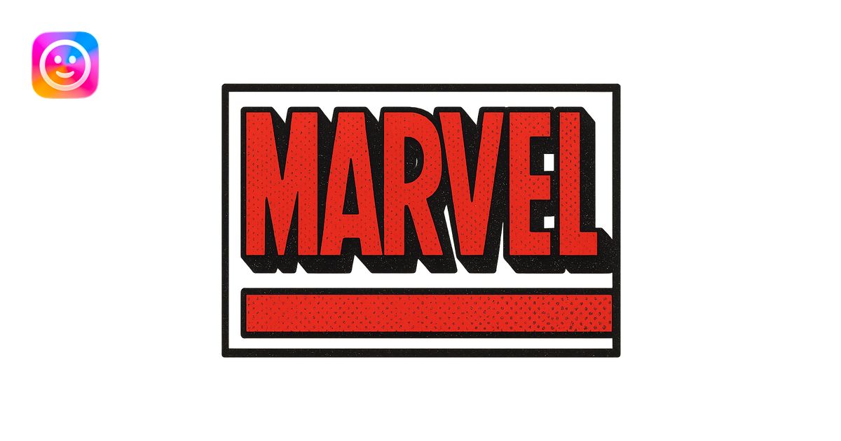 logo inspired by Marvel, bold red and white, strong block lettering ...