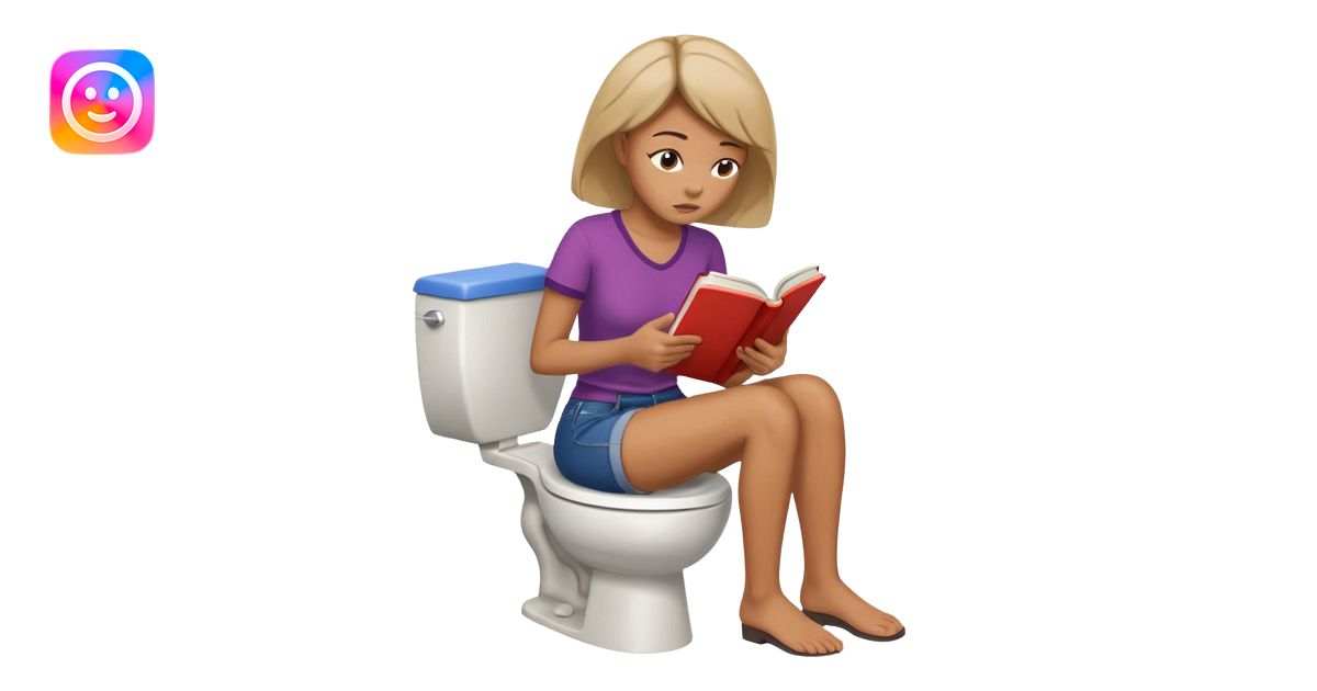 A woman is sitting on the toilet, her pants are pulled down and she it ...