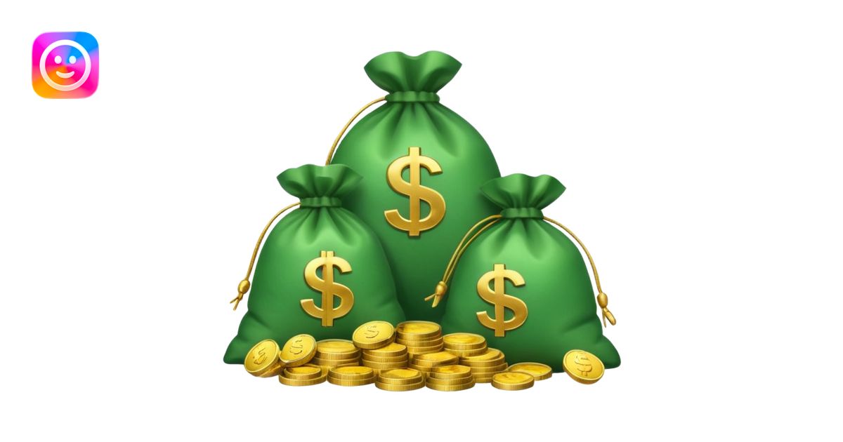 Money Bag / Coins / Dollar Balance, Total Assets Modern EMojis emoji ...
