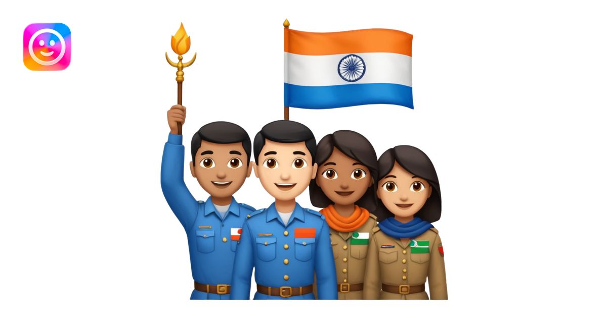 Indian Freedom fighters with the indian flag emoji | AI Emoji Generator