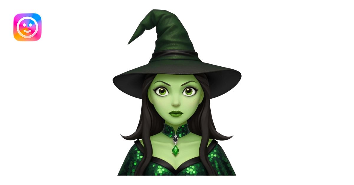 The Wicked Witch from The Land of Oz with green skin, long dark brown ...