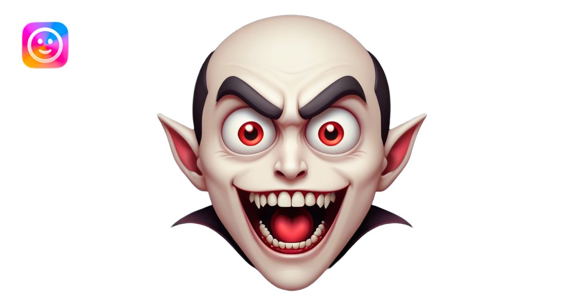 Cinematic Comical Vampire Portrait Emoji, with a sharply stylized ...