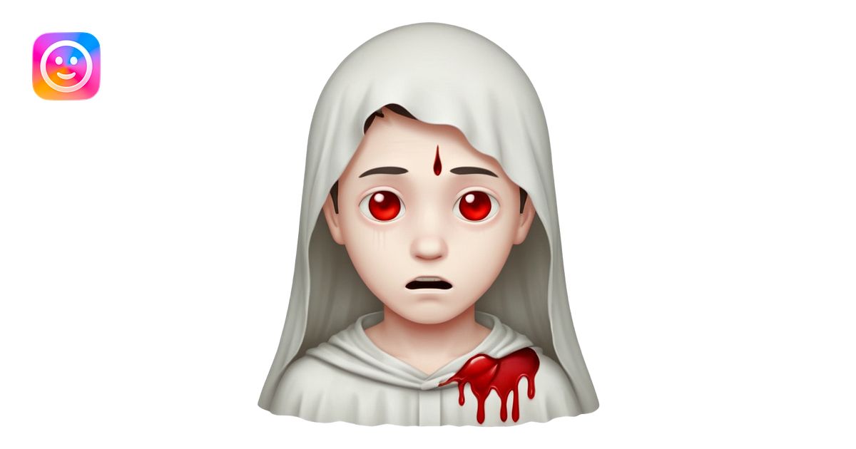 ghost boy face with blood tears emoji | AI Emoji Generator