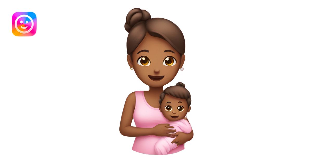 Mom and baby pink cute emoji | AI Emoji Generator