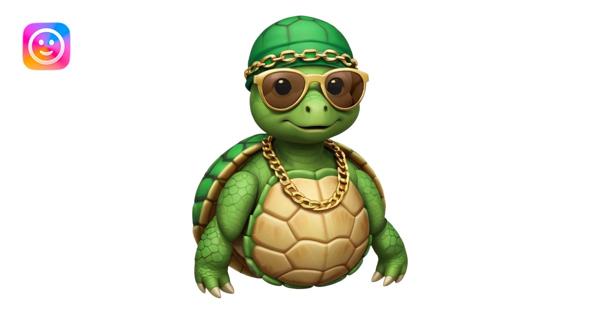 Turtle rapper with chains emoji | AI Emoji Generator