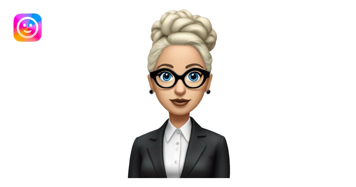 Lady gaga blue eyes black glasses realistic updo emoji | AI Emoji Generator