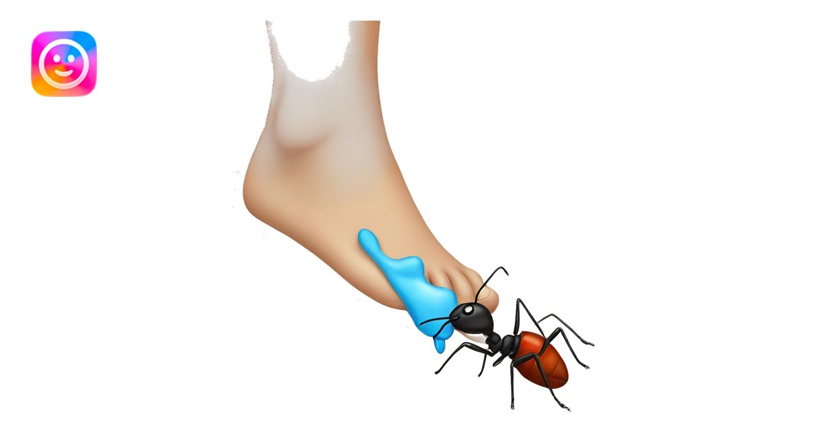 Human foot stepping on an ant emoji | AI Emoji Generator
