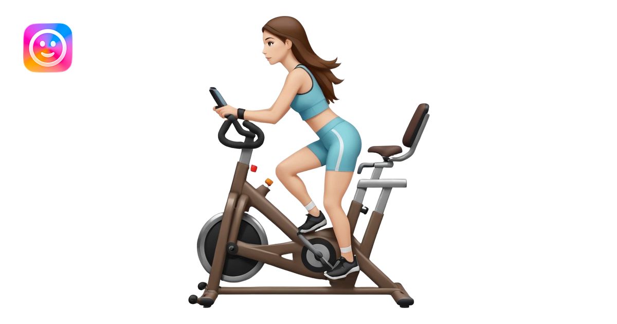 woman with long hair on a stationary bike emoji | AI Emoji Generator