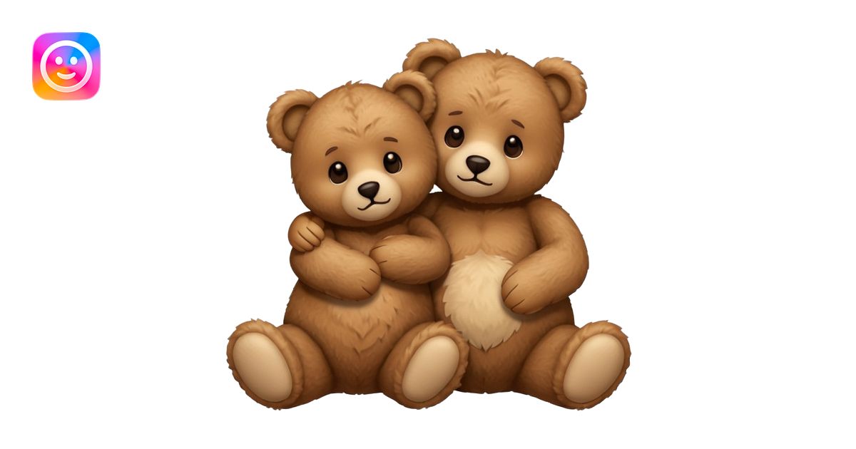2 fluffy Teddy bears in love emoji | AI Emoji Generator