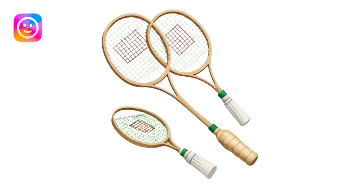 Two crossed badminton rackets with a shuttlecock resting in between ...