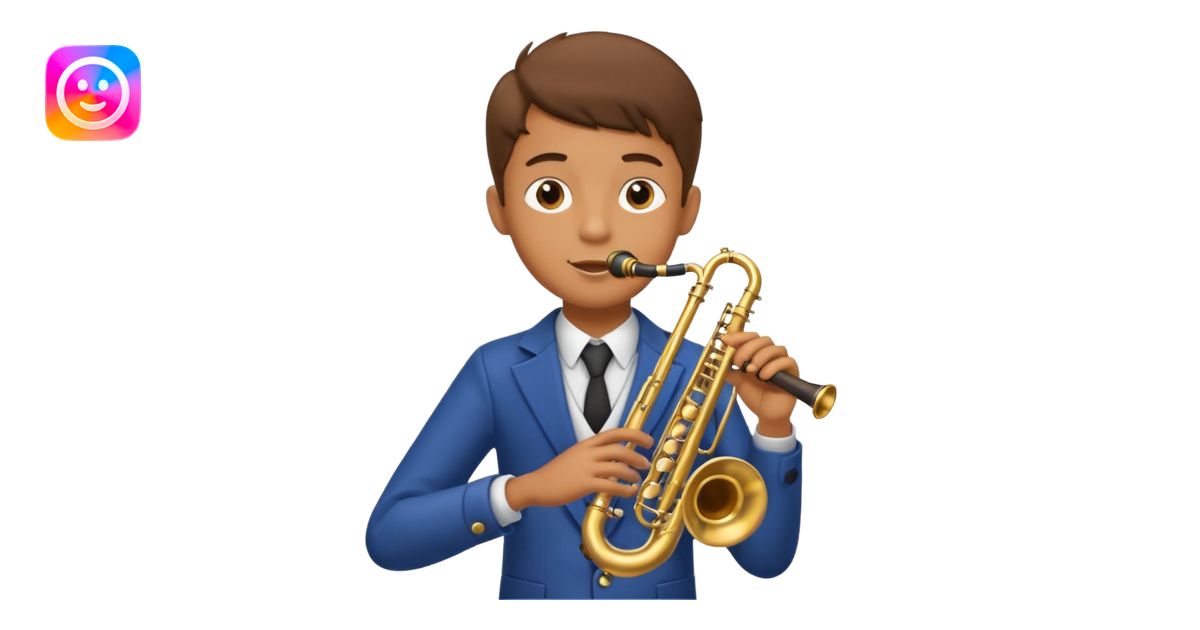 Boy with 4 arms holding a trumpet in one hand and a saxophone in the ...