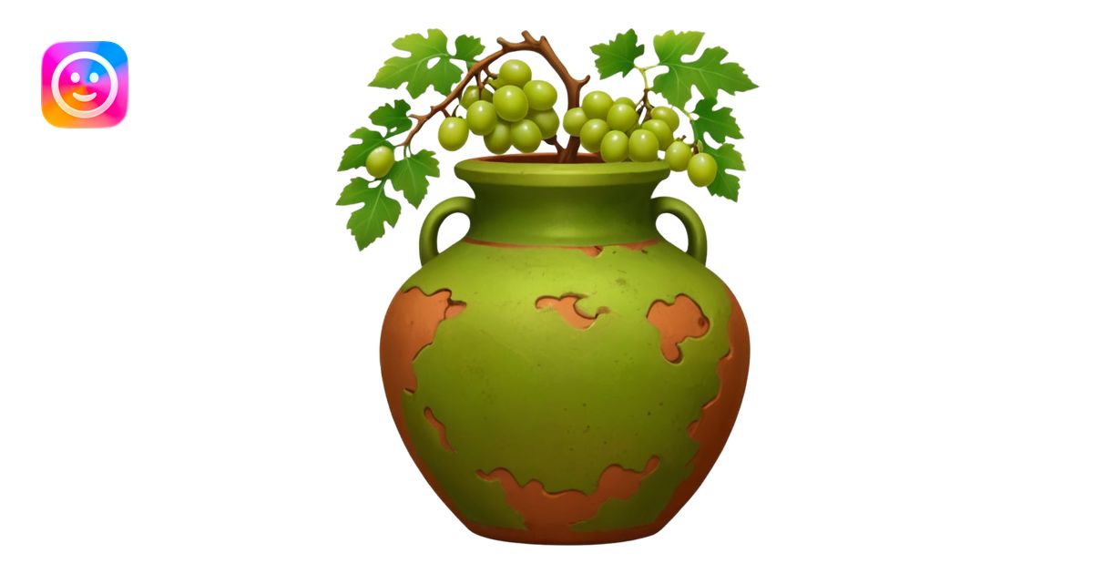 empty terracotta vase with grapes next to it emoji | AI Emoji Generator