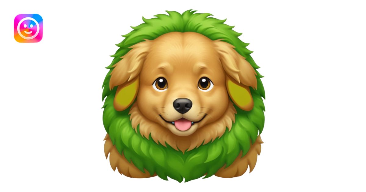 green dog extra furry golden retriever. The dog fur is all green emoji ...