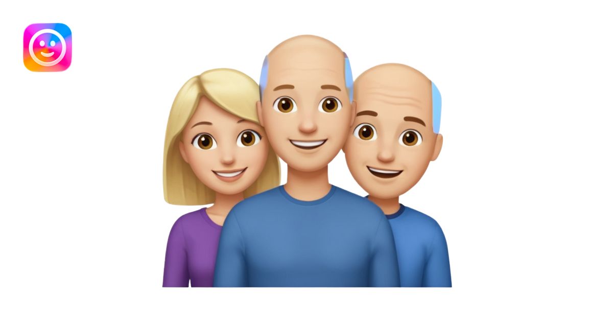 throuple blonde brunette females bald male emoji | AI Emoji Generator
