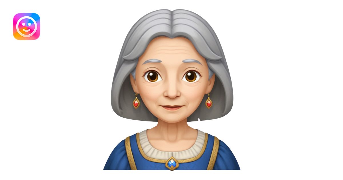 The kind and amiable grandmother in medieval fairy tales emoji | AI ...