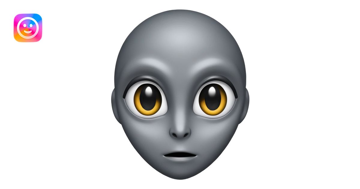 Grey alien head, almond-shaped eyes solid black, entire eye black, iris ...