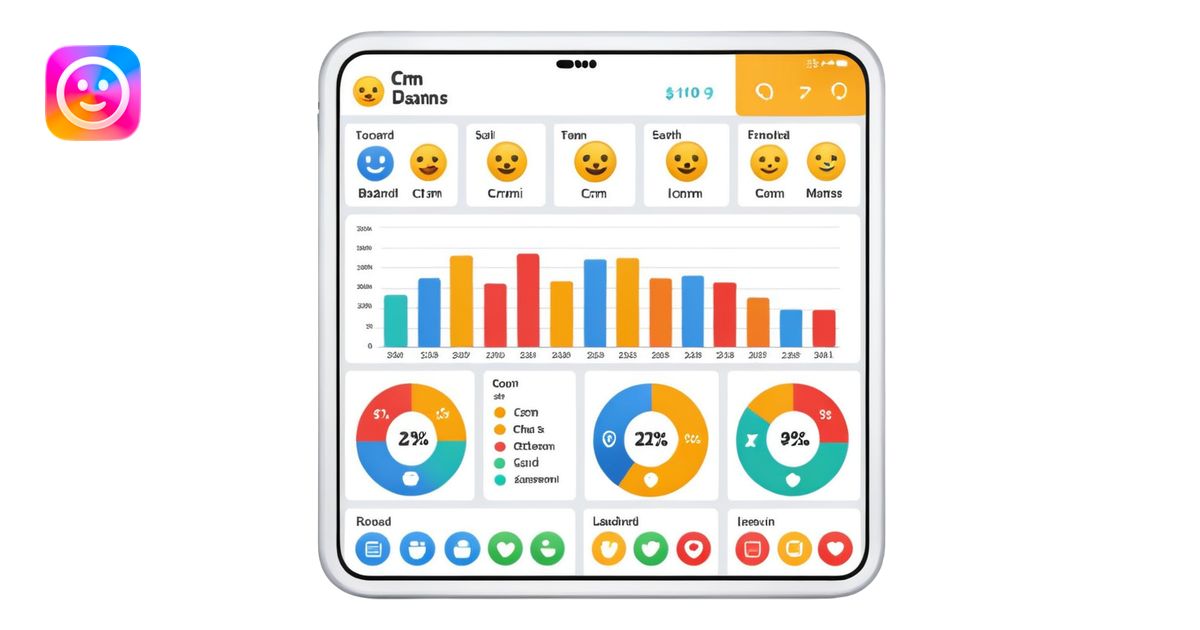simple CRM dashboard with user icons and charts, emoji style emoji | AI ...