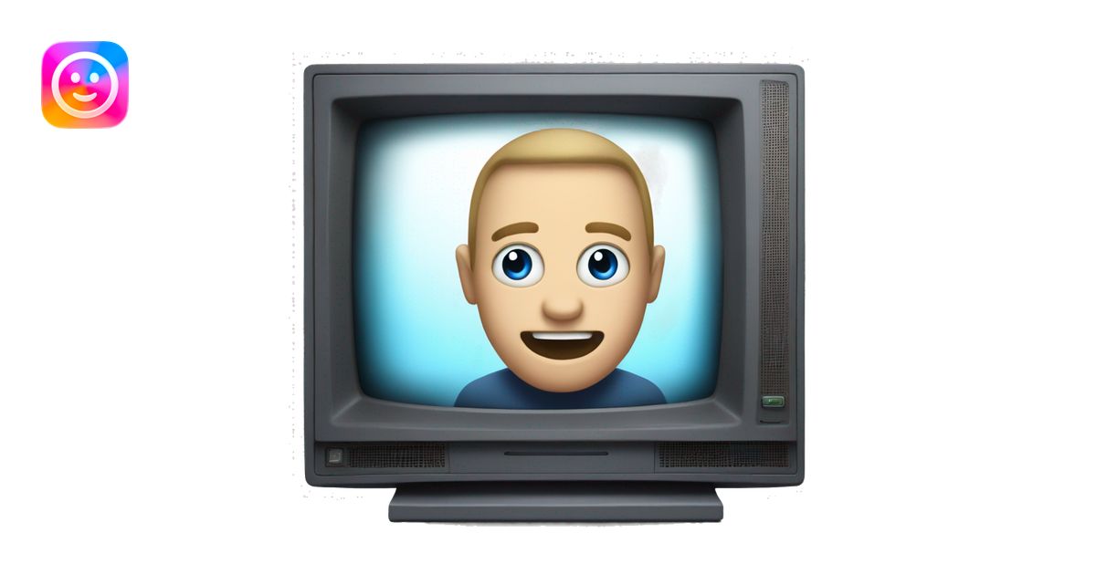 twitch emote of a Man with a TV for a head with blue digital eyes and ...
