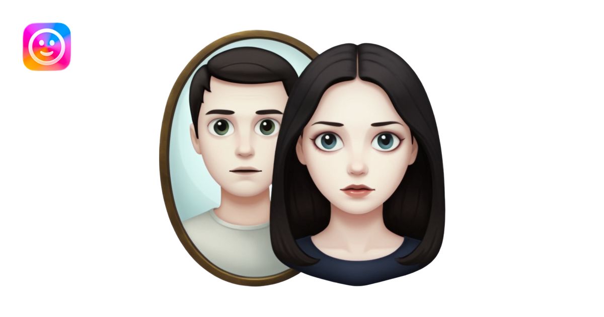 Spooky Man in mirror behind woman emoji | AI Emoji Generator