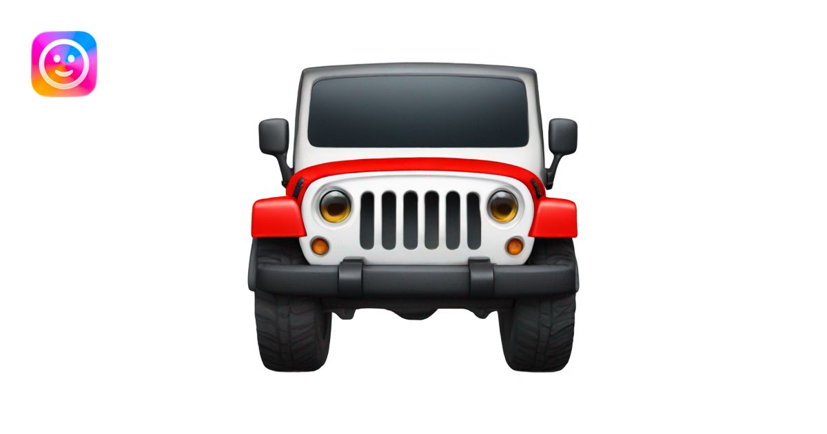 white jeep with big tires & red seats emoji | AI Emoji Generator