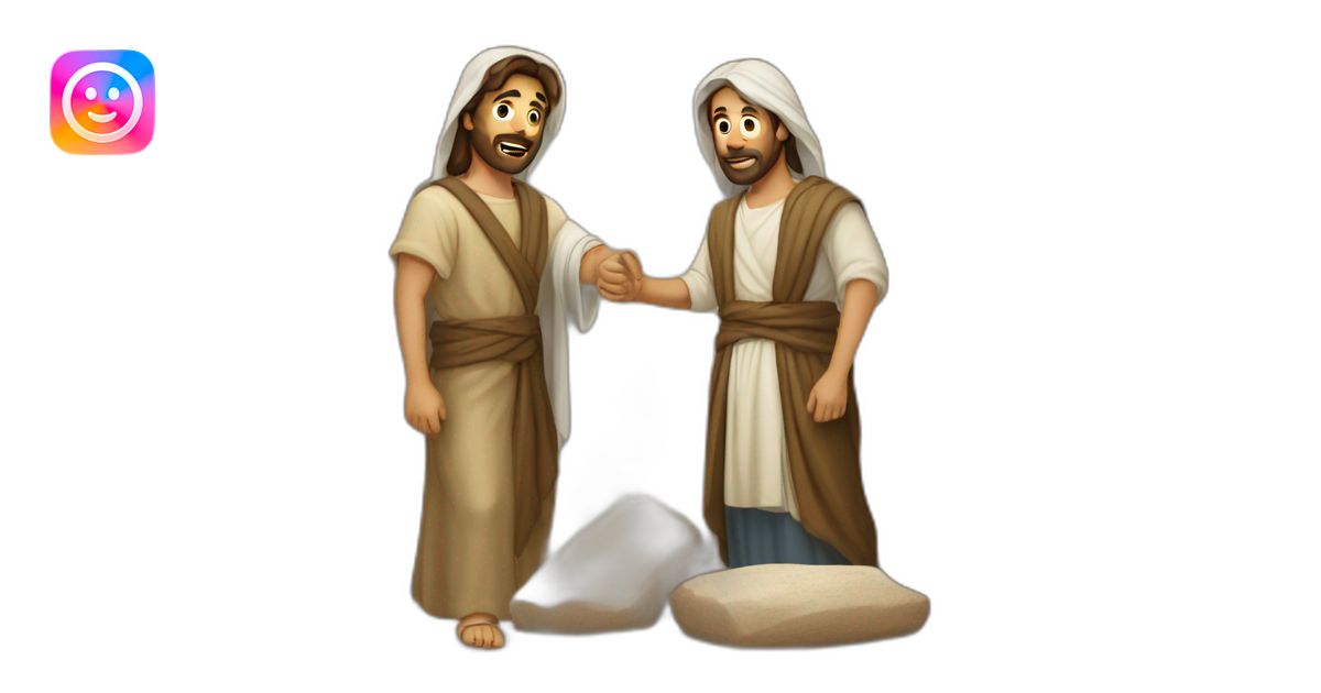 Peter and John at the empty tomb emoji | AI Emoji Generator