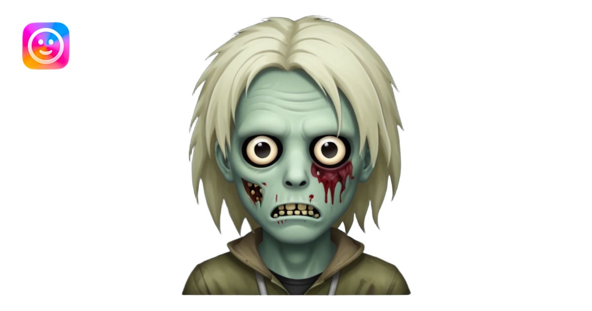 crie um emoji de zumbi homen com o cabelo de emo grande cobrindo o ...