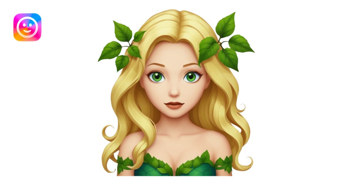 Poison ivy emoji with blonde hair and blue eyes to show she is ...