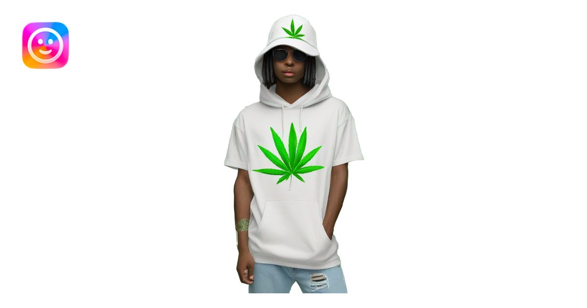 Hemp leaves Multicoloured neon person smoking wearing hoodie dancing ...