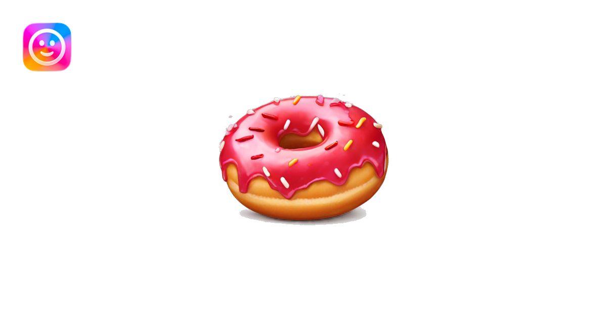 Glazed strawberry donut with sprinkles emoji | AI Emoji Generator