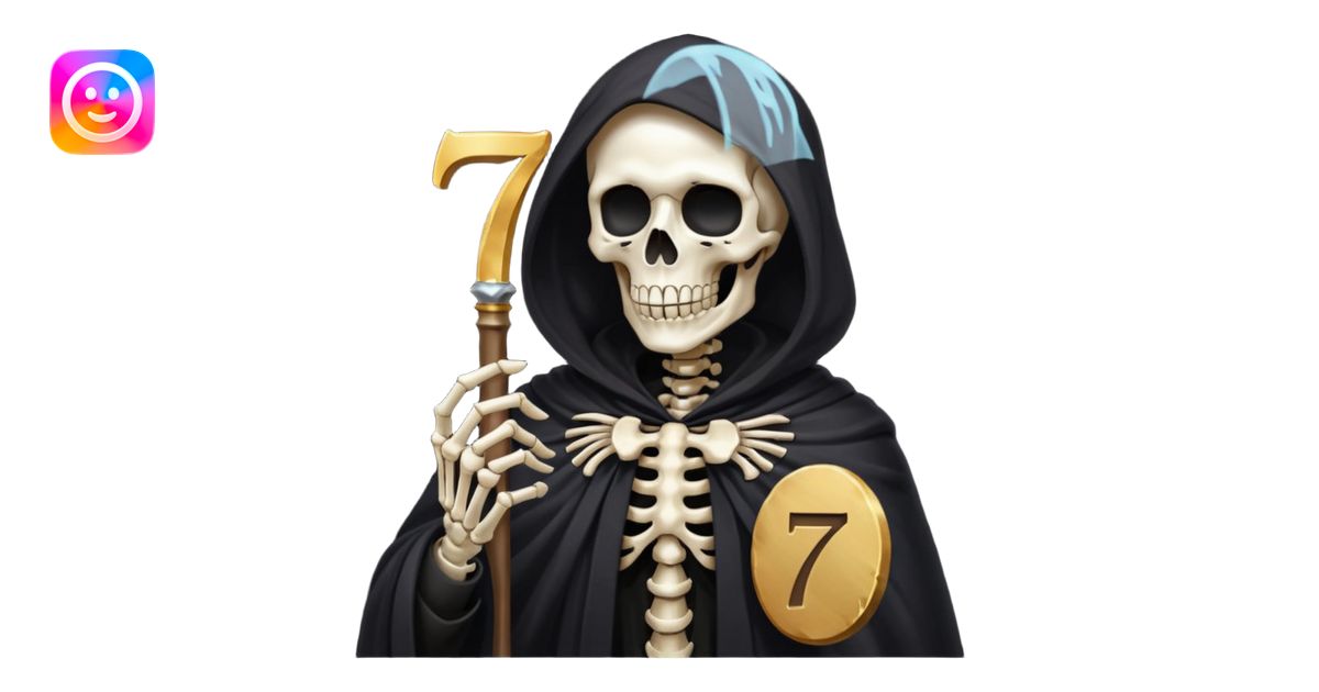 death holding number 7 in his hand emoji | AI Emoji Generator