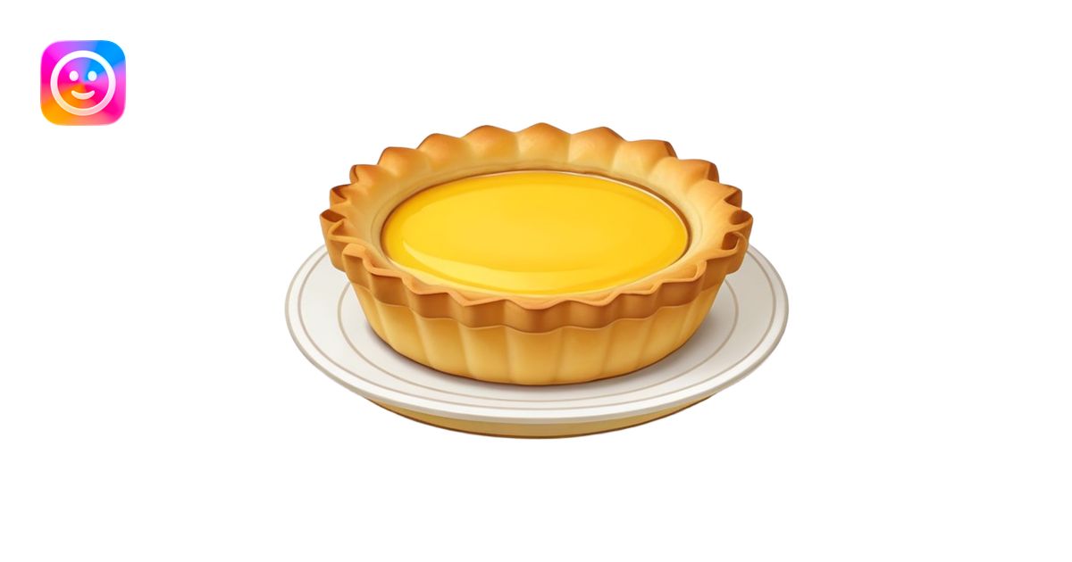 Hong Kong egg tart with yellow custard filling, simplified emoji style ...