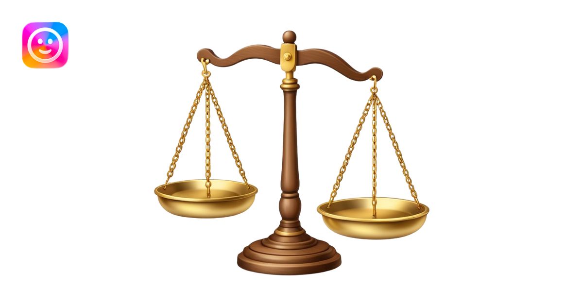 Scales of justice balanced with gavel emoji | AI Emoji Generator