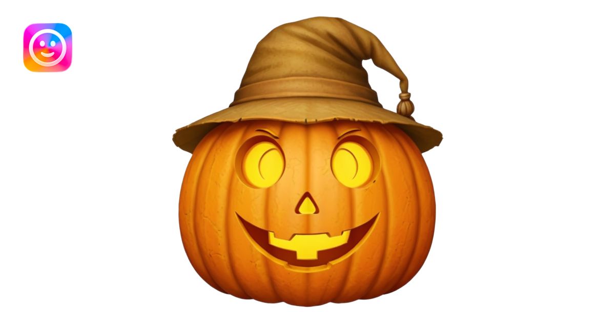 fall ecstatic emoticon artsy slightly creepy pumpkin hat emoji | AI ...