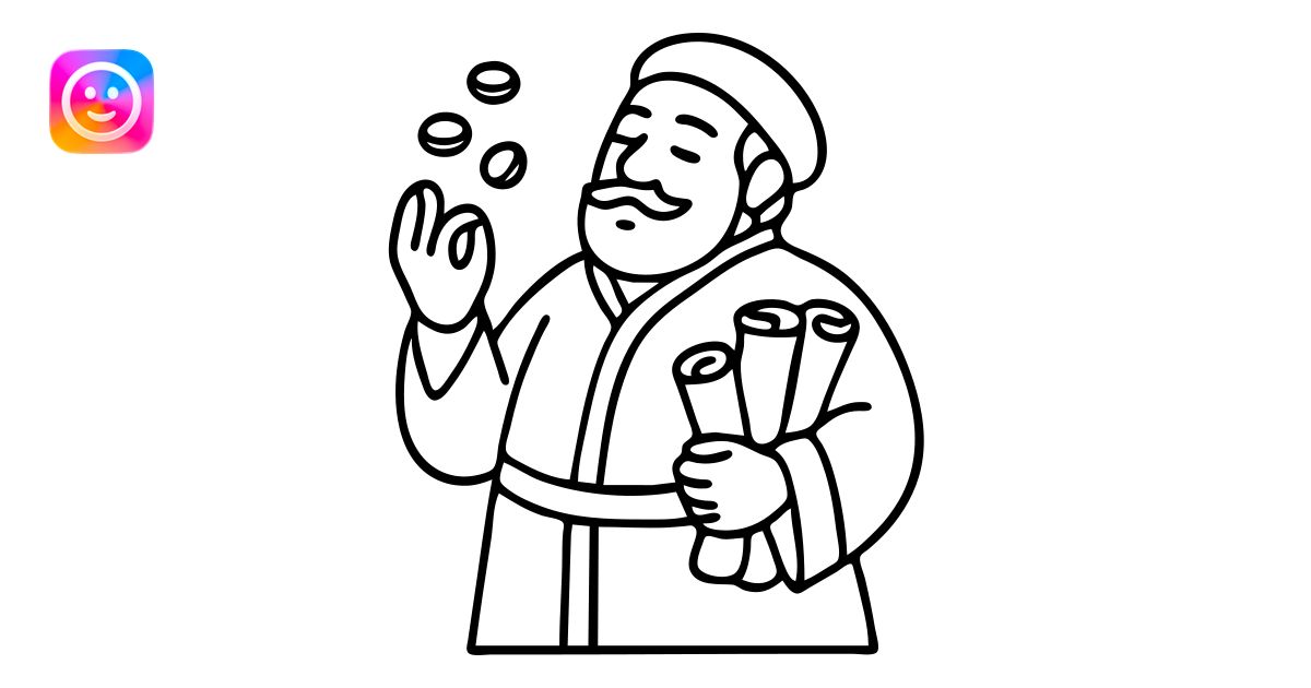 Wealthy fantasy merchant lord in red robes counting gold coins. DnD ...