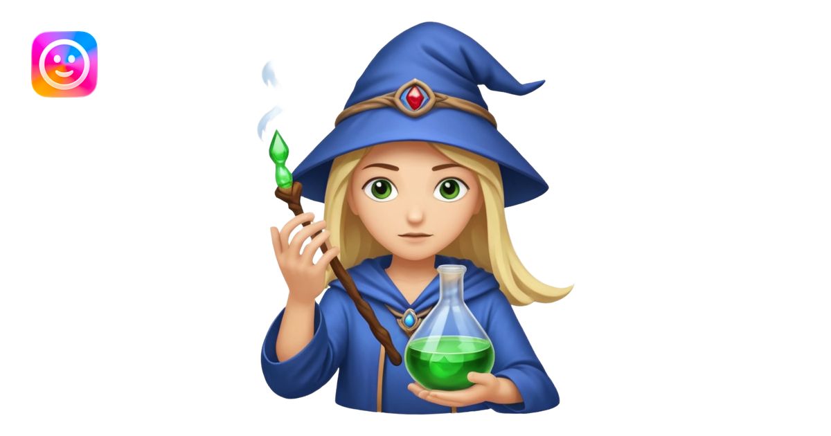 rune mage stirring potion slowly eye contact emoji | AI Emoji Generator